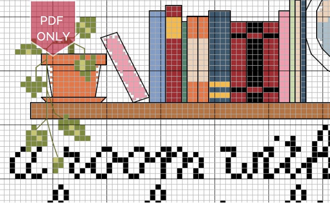 Library Cross Stitch PDF Pattern - Etsy