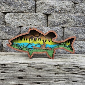 3D Fishing Sign Layered Art | Wooden Layer Art | Wood Cutout | Laser ...