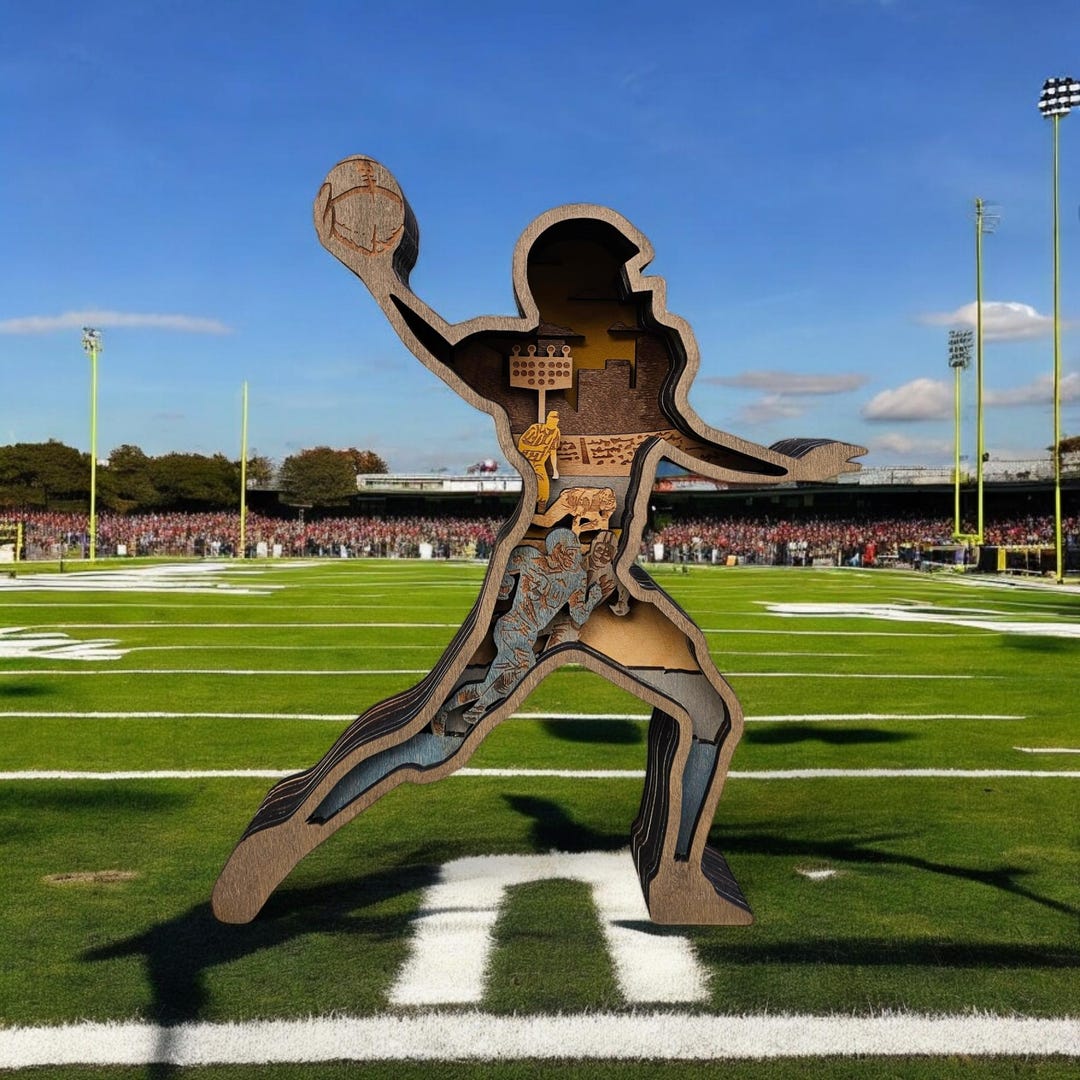 3D Football Player Sign Layered Art | Wooden Layer Art | Wood Cutout ...