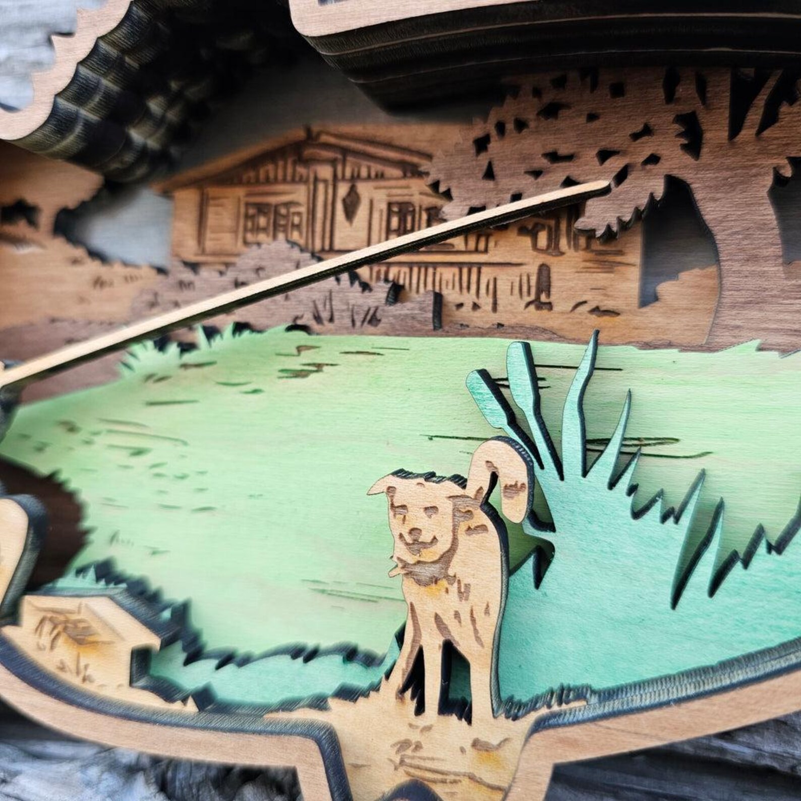 3D Fishing Sign Layered Art | Wooden Layer Art | Wood Cutout | Laser ...