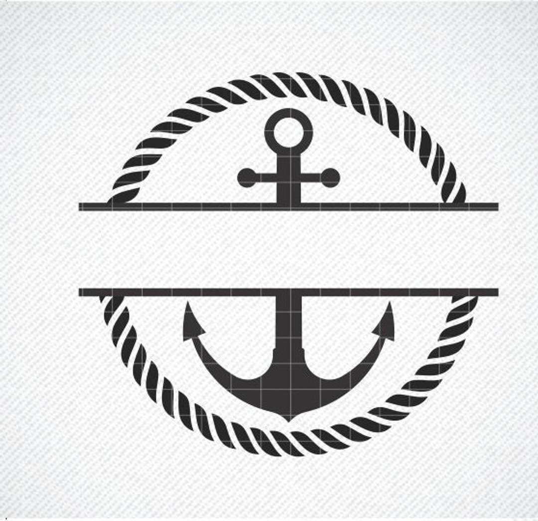 Split Anchor Rope SVG, Split Monogram Anchor, Name Frame, Monogram ...