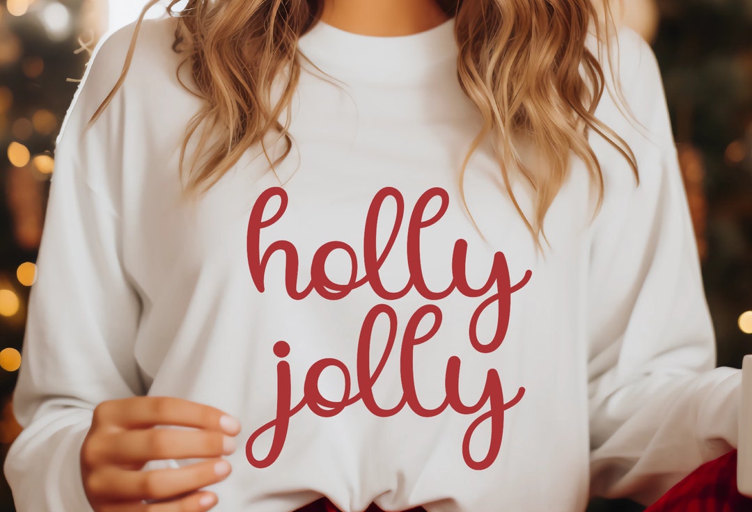 Christmas SVG Cut File, Holly Jolly SVG, Dxf, Eps, Png, Digital ...