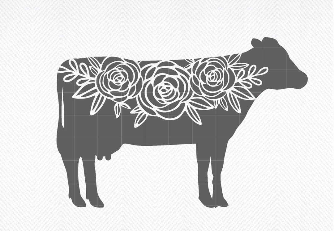 Cow SVG, Floral Cow SVG, Cow Silhouette SVG, Cow Clipart, Pretty Cow ...
