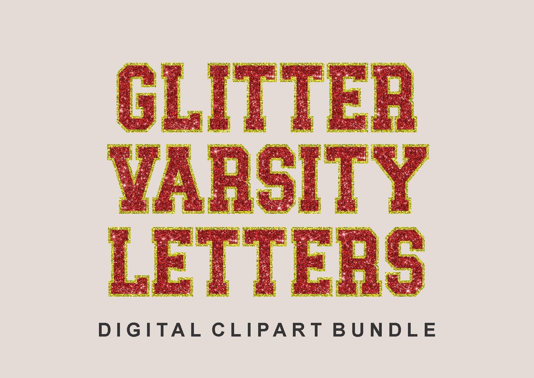 Glitter Varsity Letters Bundle PNG, Glitter Varsity Letters, Glitter ...