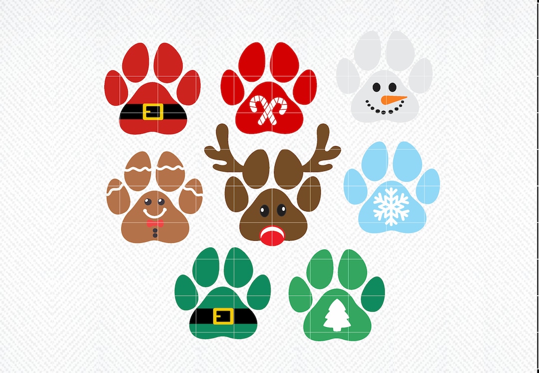 Paw Print Bundle SVG , Dog Bandana SVG, Christmas Paws Svg, Dog Bandana ...