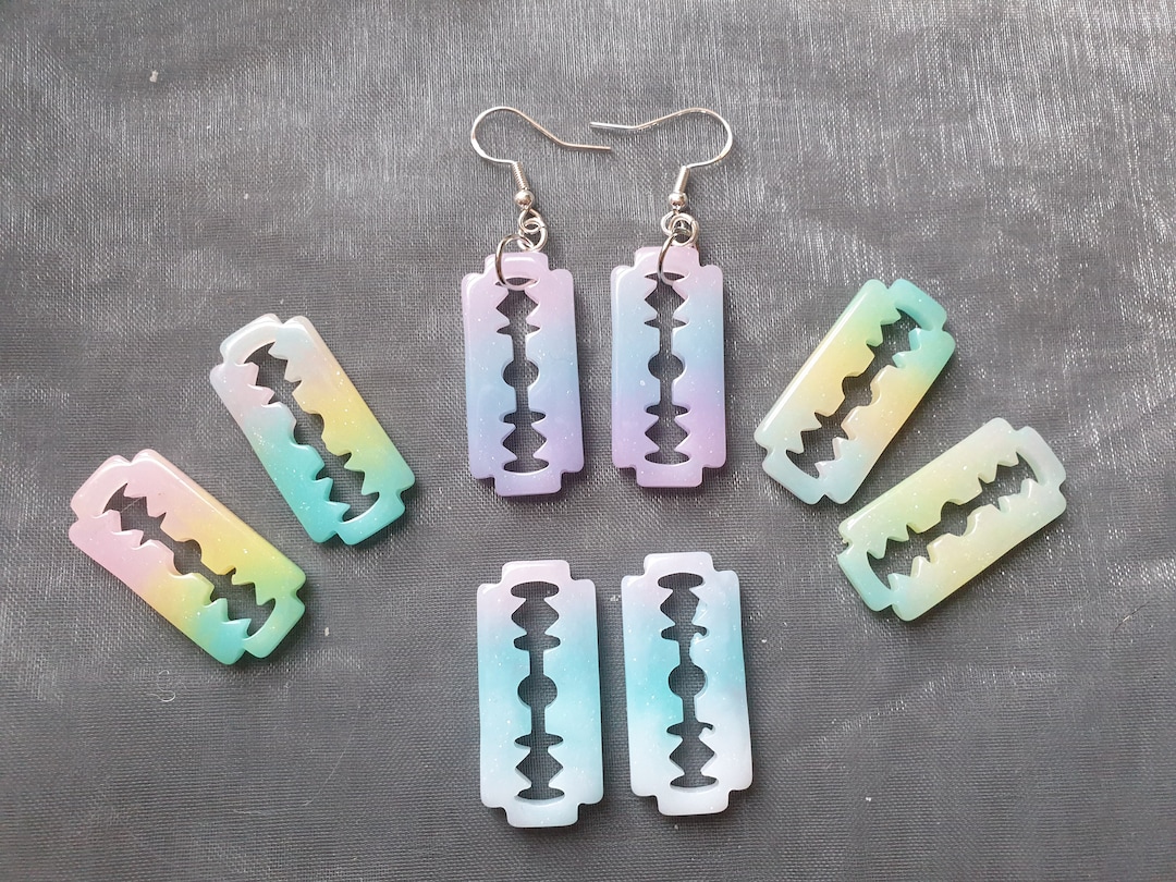 Pastel Goth Razorblade Earrings // Punk Earrings // Razor Blade ...