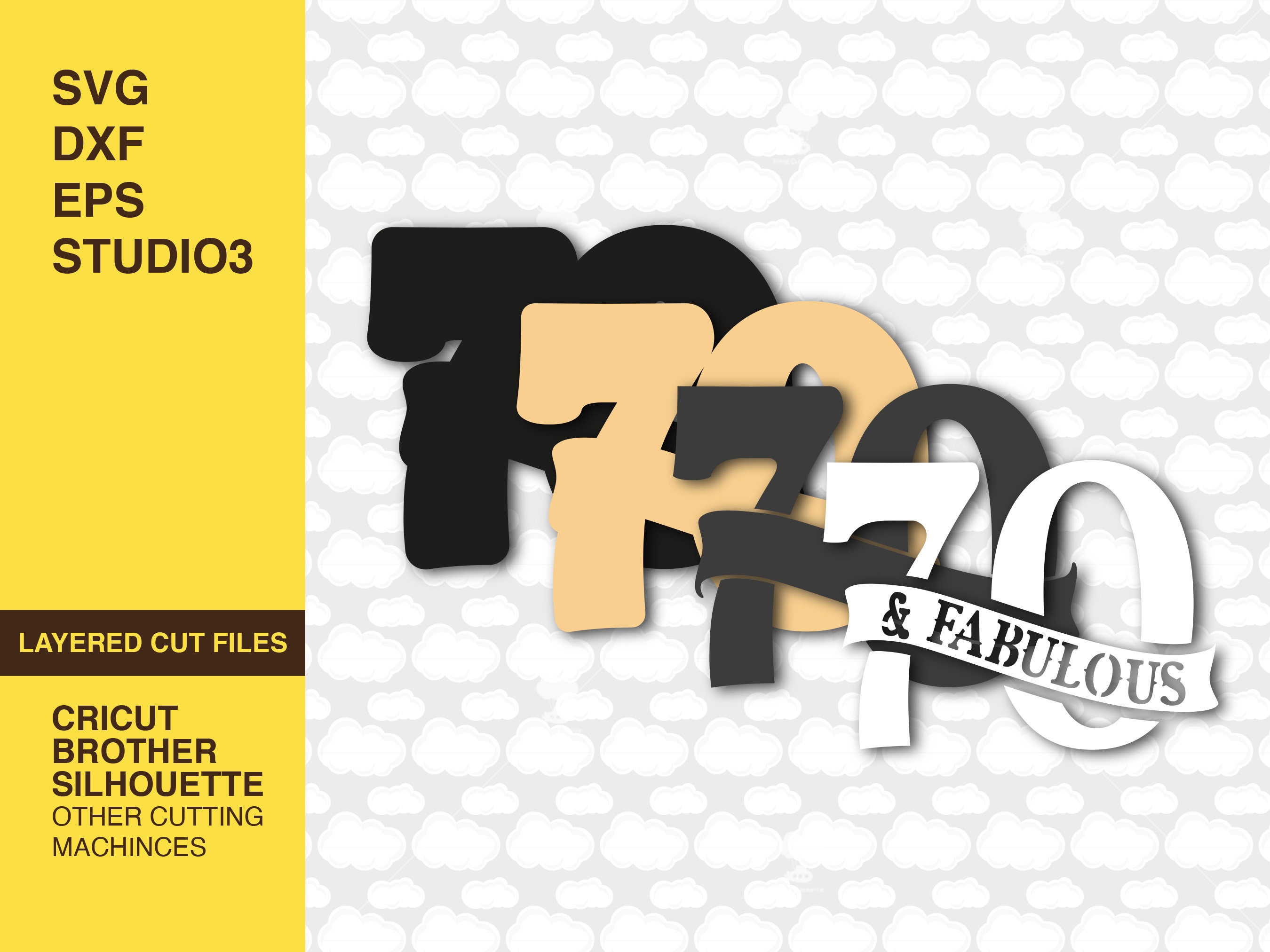 Cake Topper SVG 70th Birthday Svg 70 & Fabulous Svg Birthday - Etsy