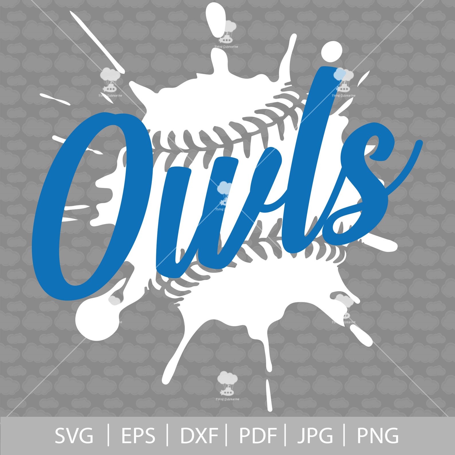 Owls Svg Baseball Svg SVG DXF Paint Splatter Decal - Etsy
