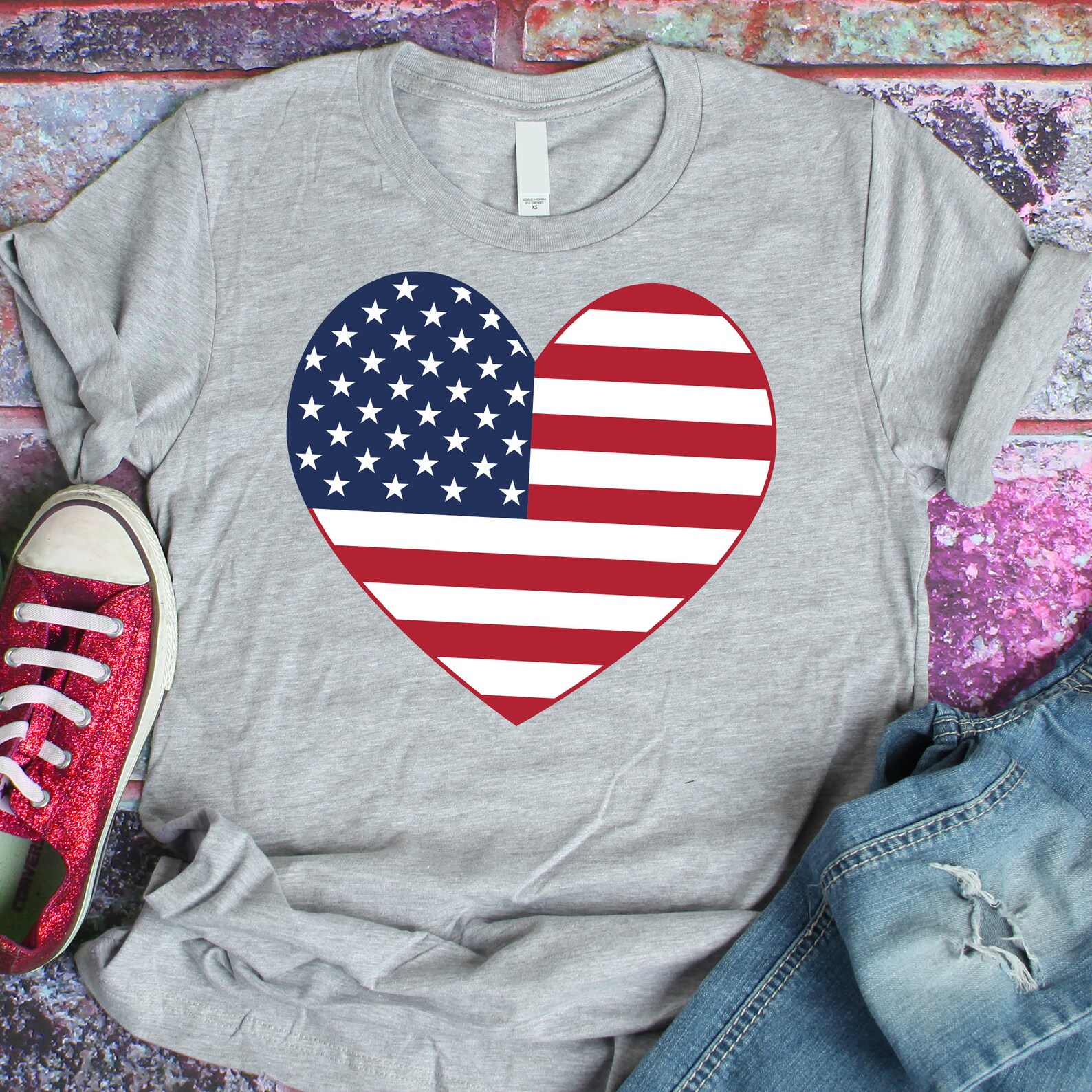 American Flag Heart SVG, 4th of July, Cricut, Silhouette (digital ...