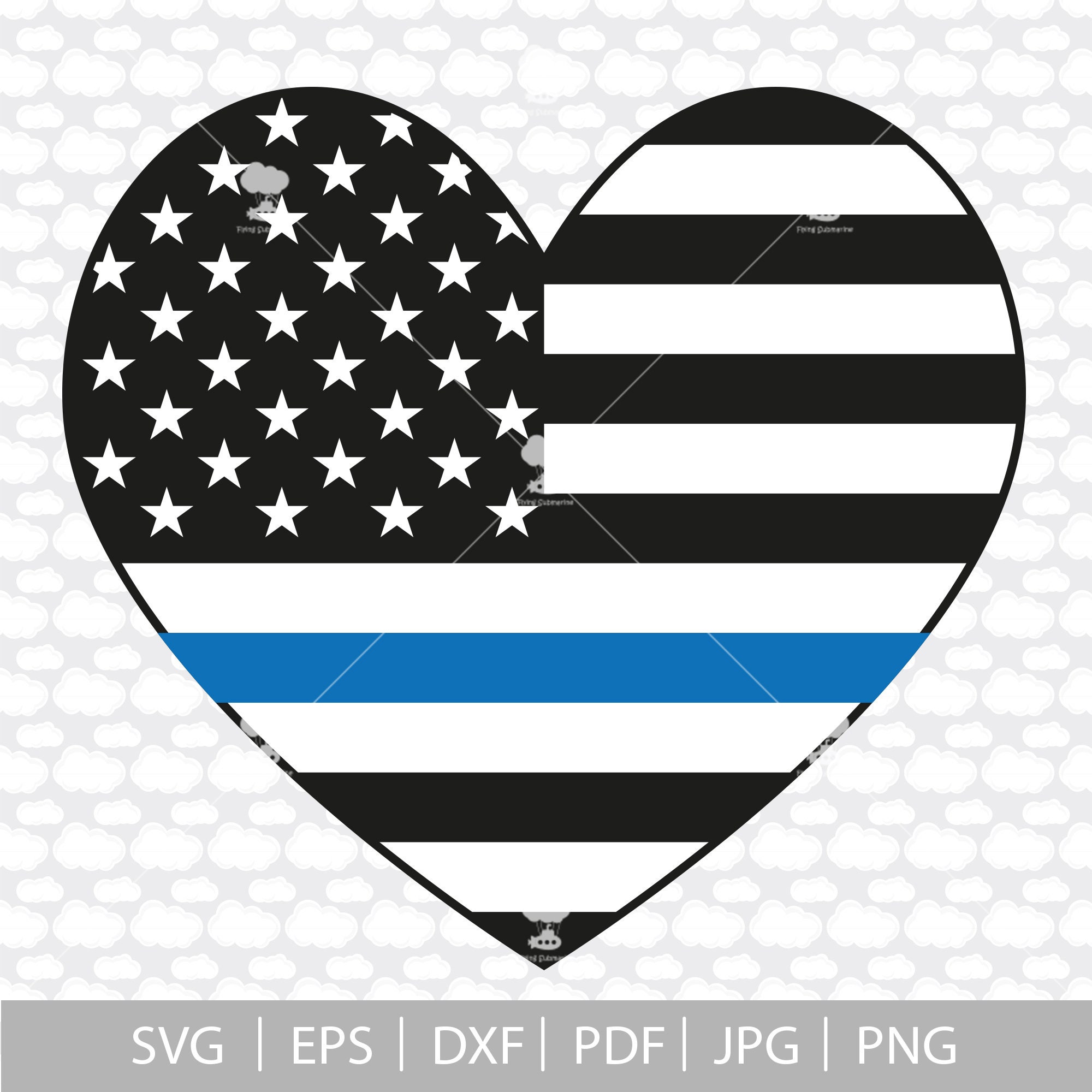 Thin Blue Line Svg SVG PDF Svg Files for Cricut Police - Etsy