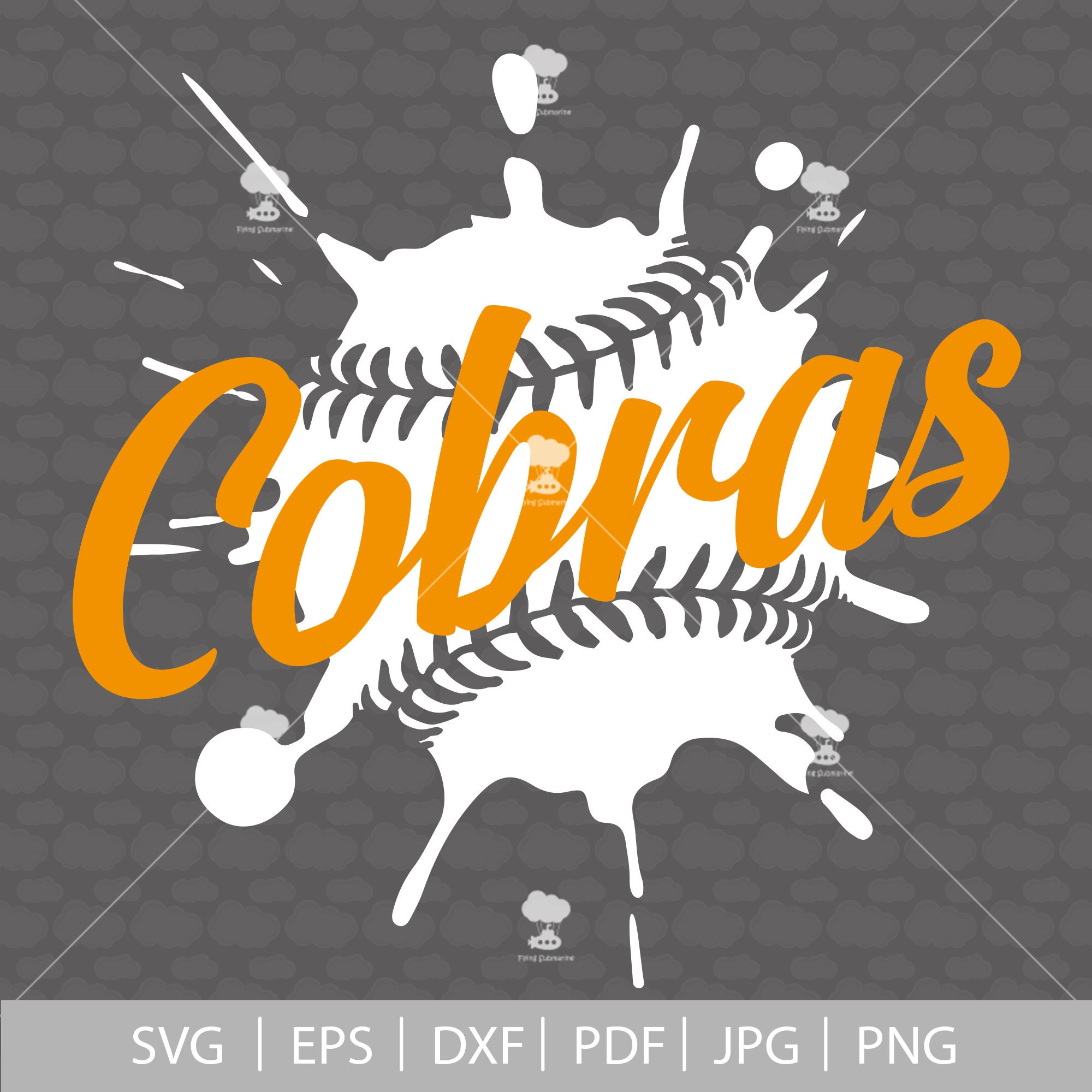 Cobras Svg Baseball Svg SVG Paint Splatter Decal Baseball - Etsy