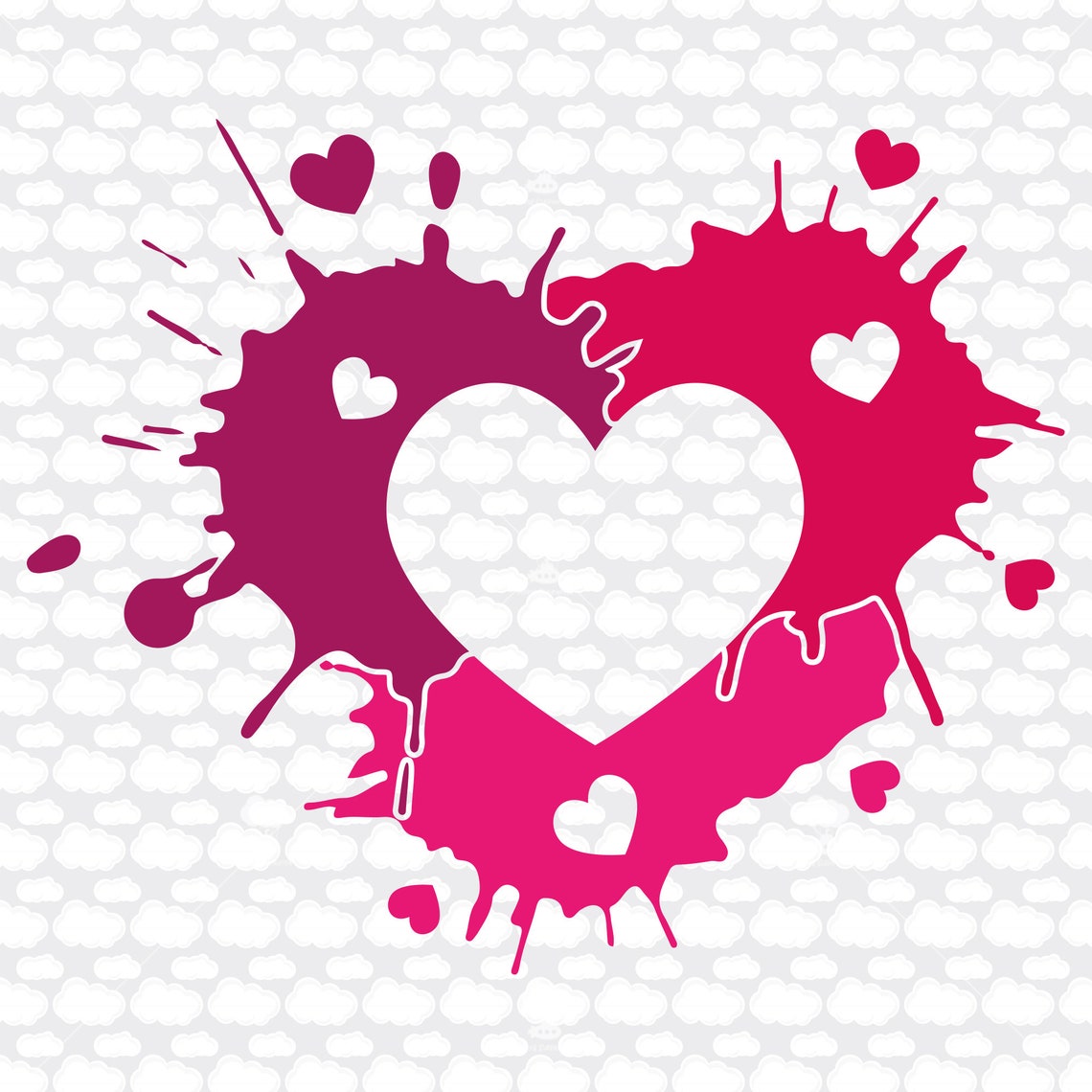 Hearts Svg SVG DXF Digital Download Paint Splash Svg Love - Etsy