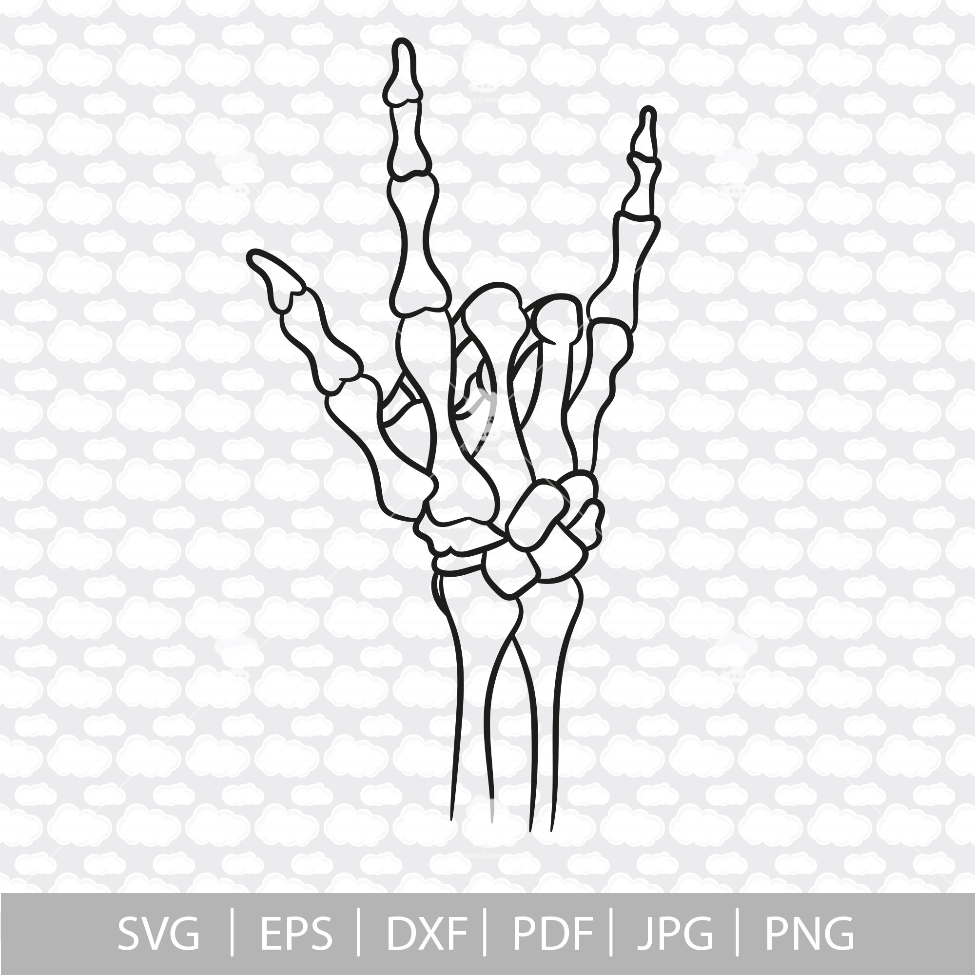 Skeleton Hand Svg SVG DXF Skeleton Svg Rock on Hand Svg - Etsy