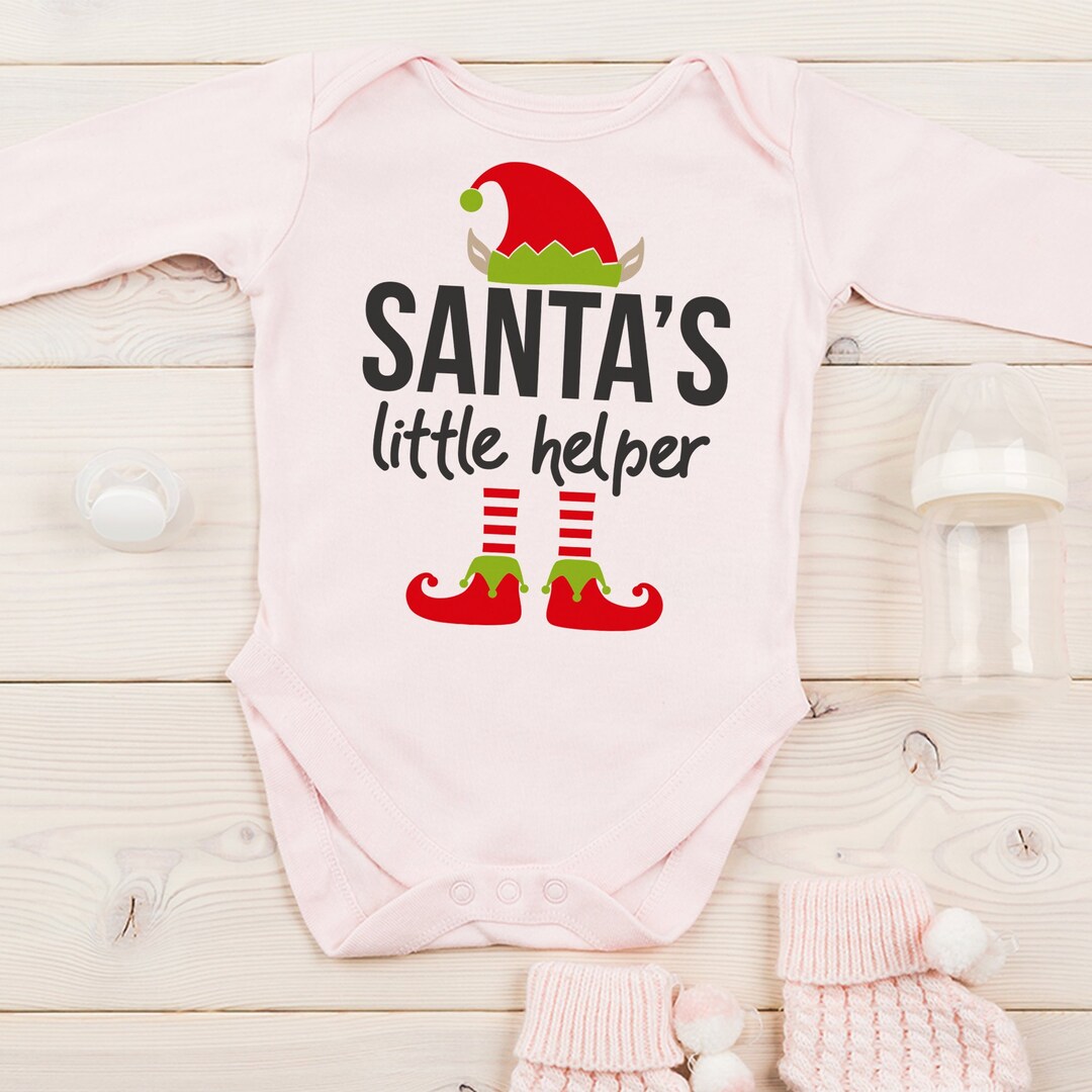 Santa's Little Helper Shirt SVG, DXF,EPS, Elf Baby Svg, Elf Hat & Ears ...