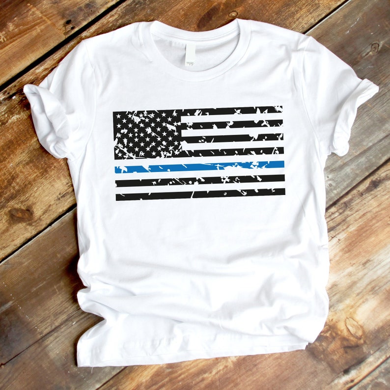 Thin blue line svg distressed flag svg SVG DXF PDF police | Etsy