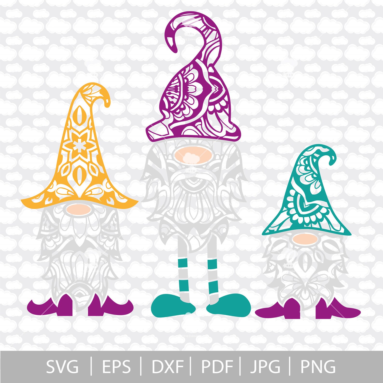 Gnomes Svg SVG DXF Gnome Svg Mandala Svg Zentangle Svg | Etsy