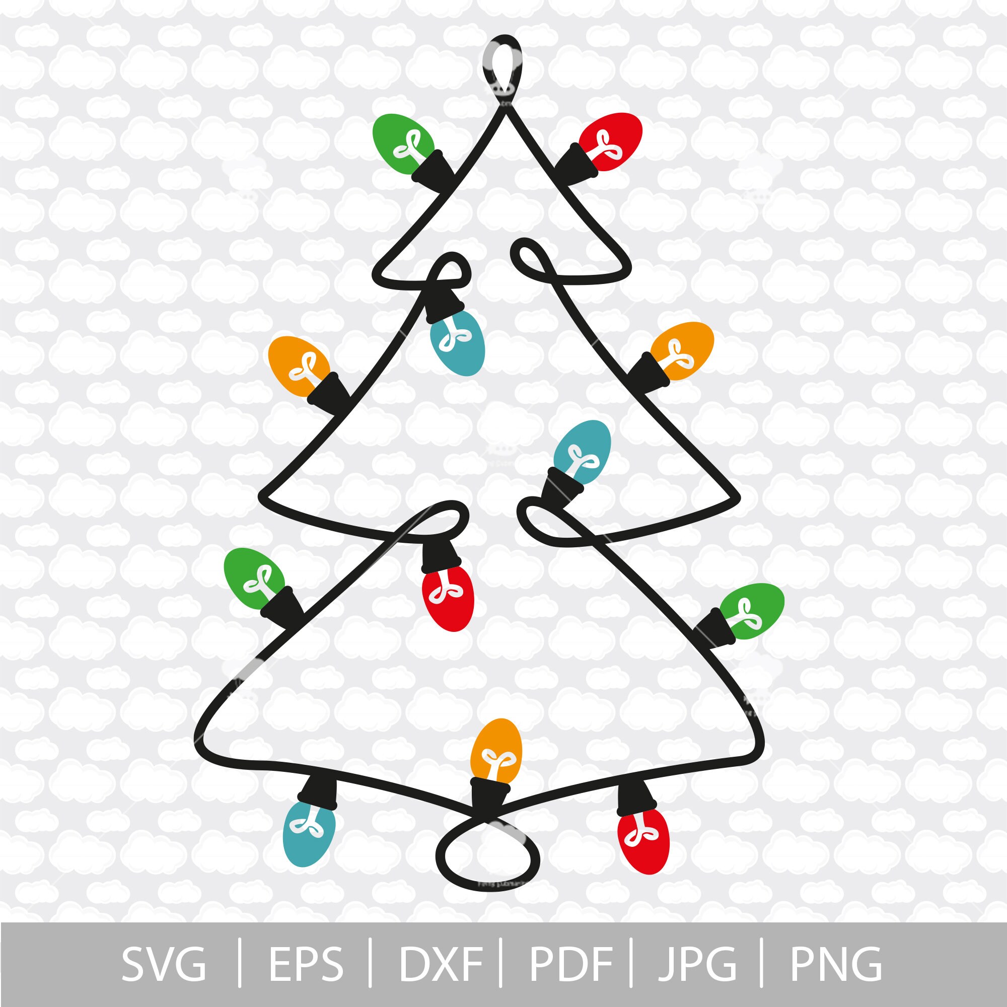 Christmas Tree Svg SVG DXF Christmas Lights Svg Christmas - Etsy