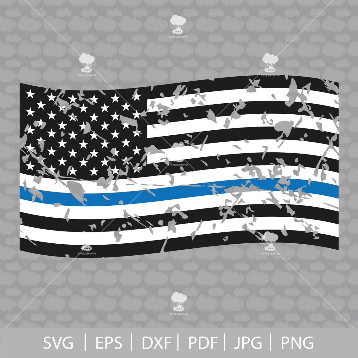 Distressed Flag Svg SVG DXF PDF Thin Blue Line Svg Police - Etsy