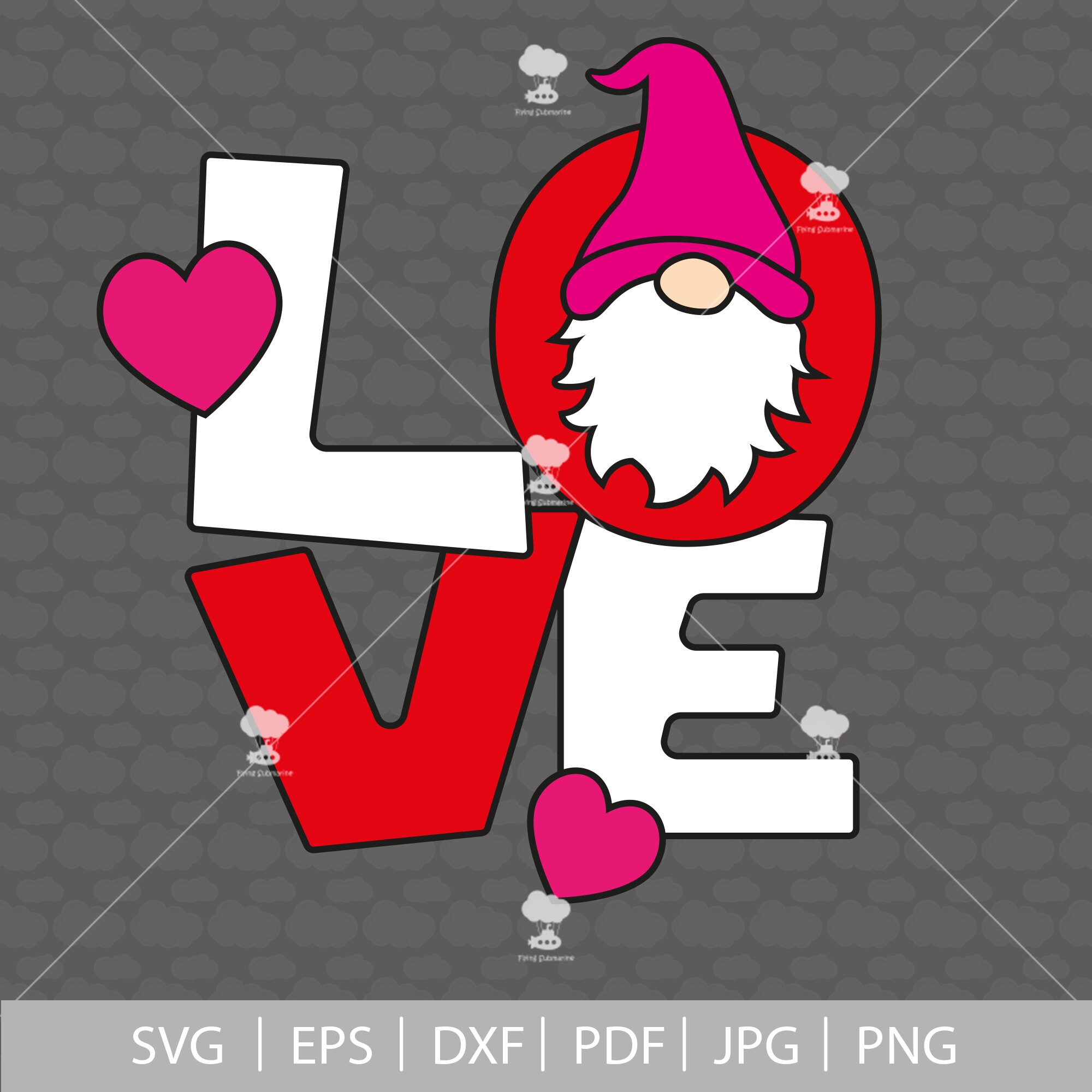 Gnome svg LOVE svg valentine gnome svg valentine svg heart | Etsy
