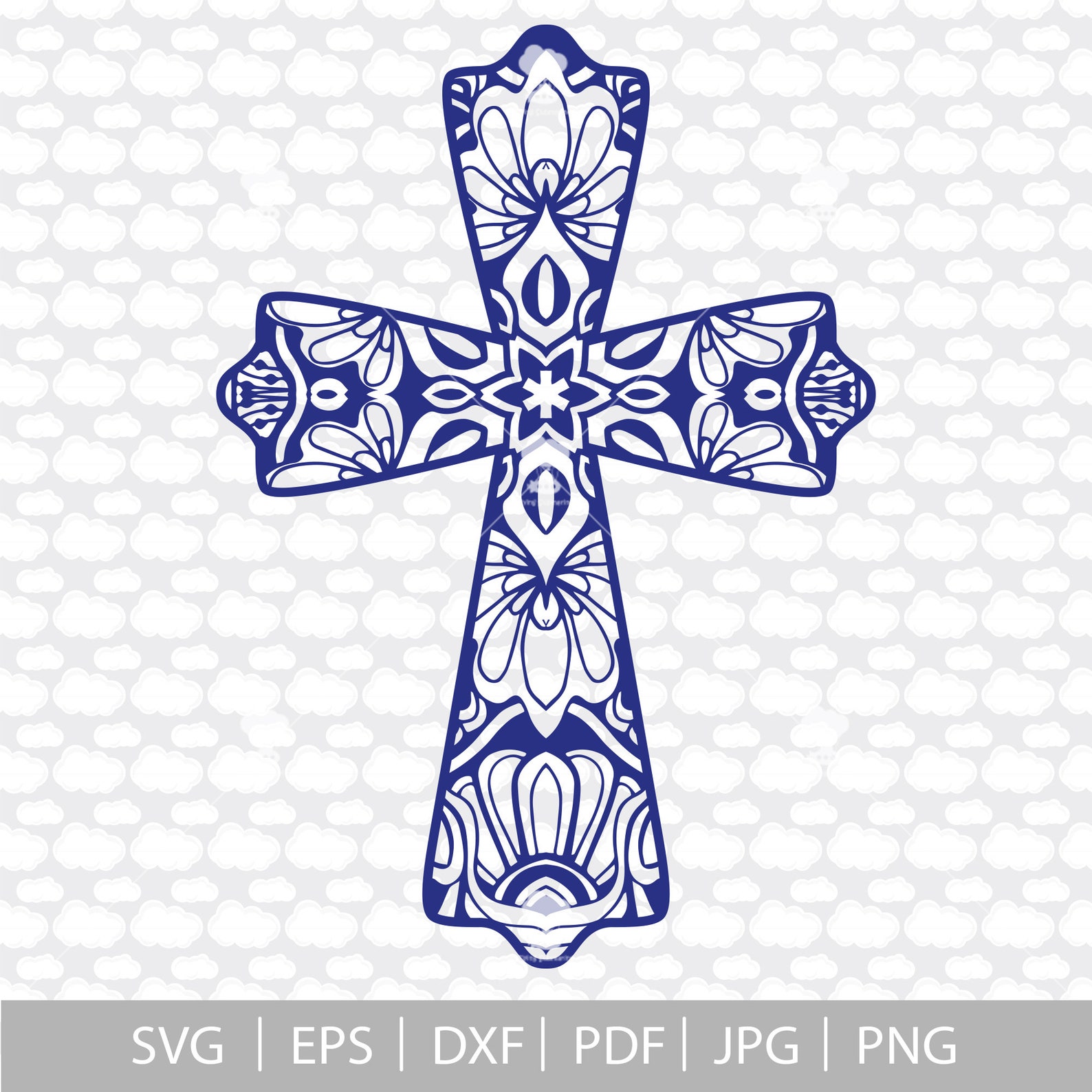 Cross Svg SVG PDF DXF Mandala Svg Jesus Svg Church Svg | Etsy