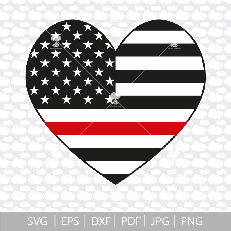 Heart flag svg SVG DXF PDF fireman svg firefighter svg | Etsy