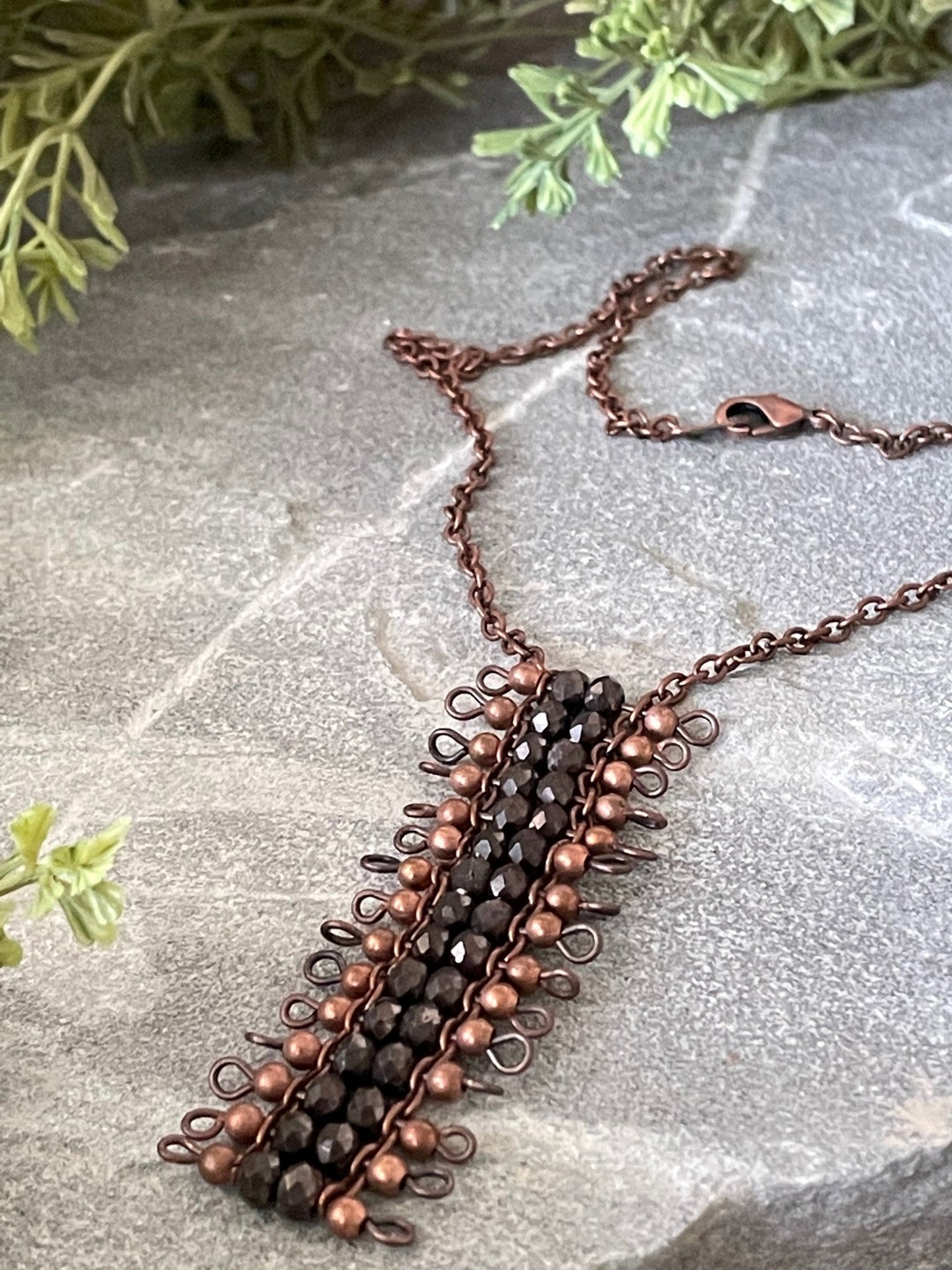 Sparkly Crystal Necklace, Mosaic Tile Necklace, Brown Mosaic Necklace ...