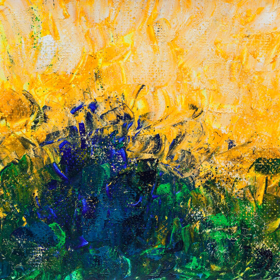 Yellow & Green Abstract Art Print: Modern Home Decor - Etsy