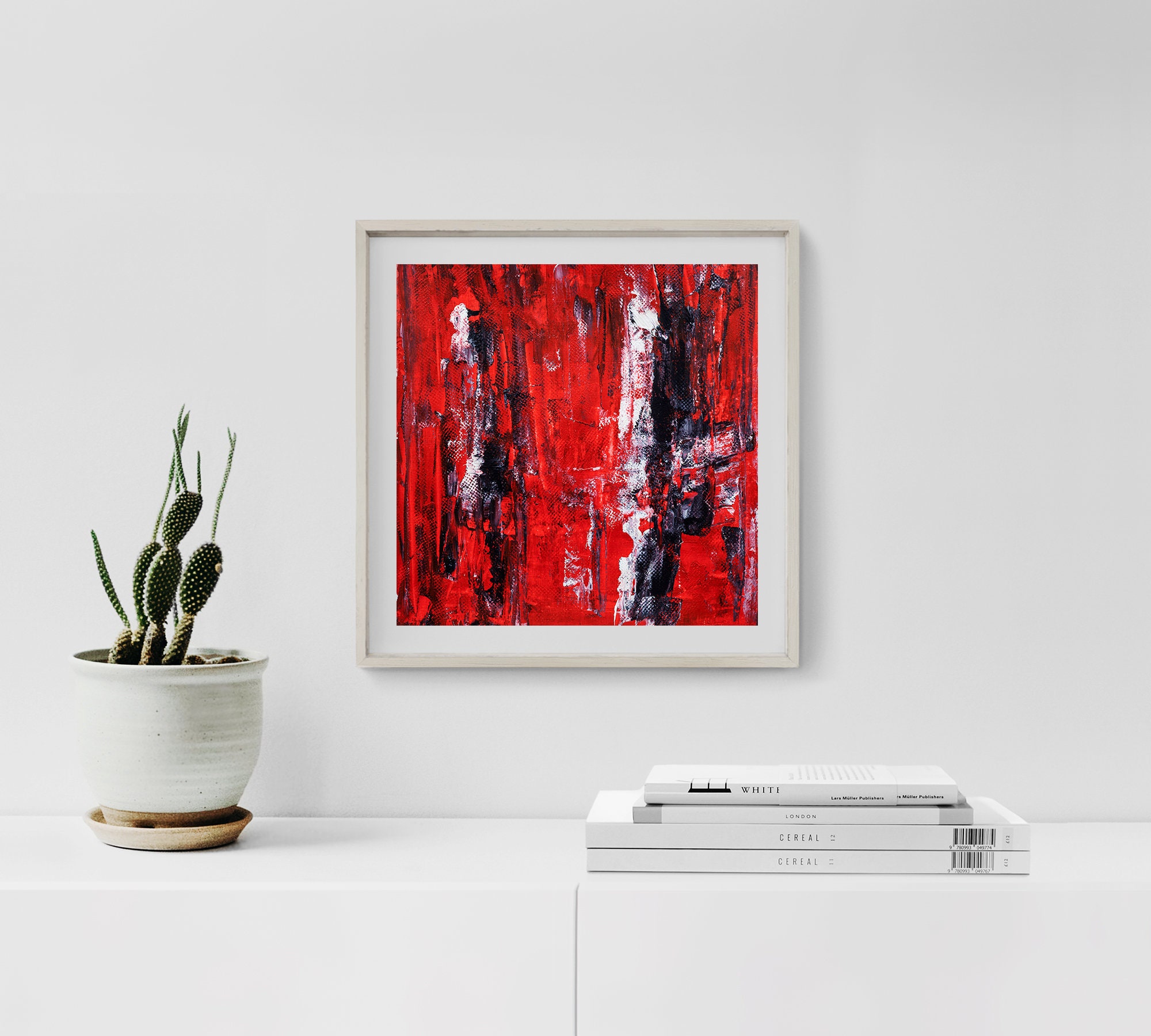 Red & Black Abstract Art Prints and Acrylic Painting, Modern Art Print ...