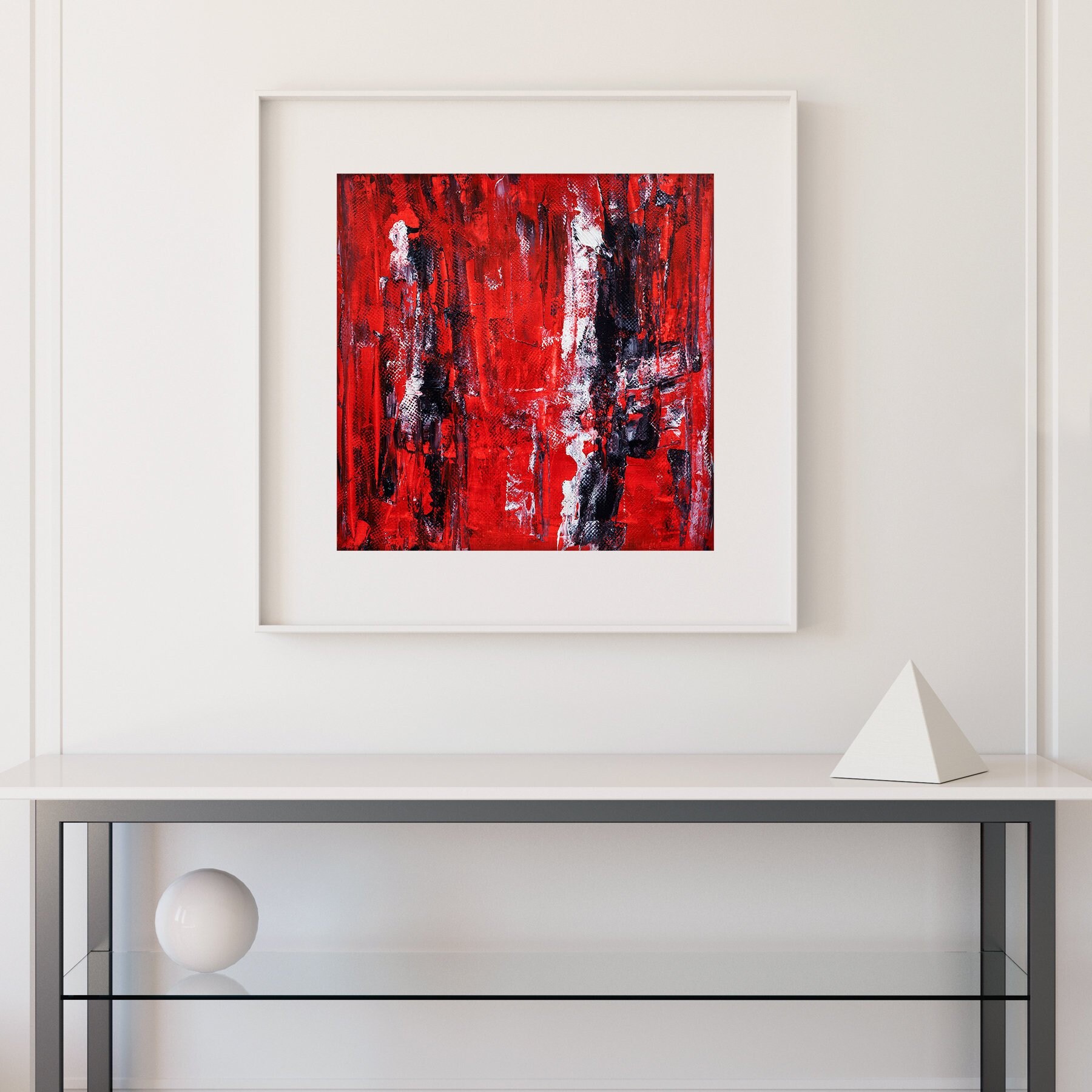 Red & Black Abstract Art Prints and Acrylic Painting, Modern Art Print ...
