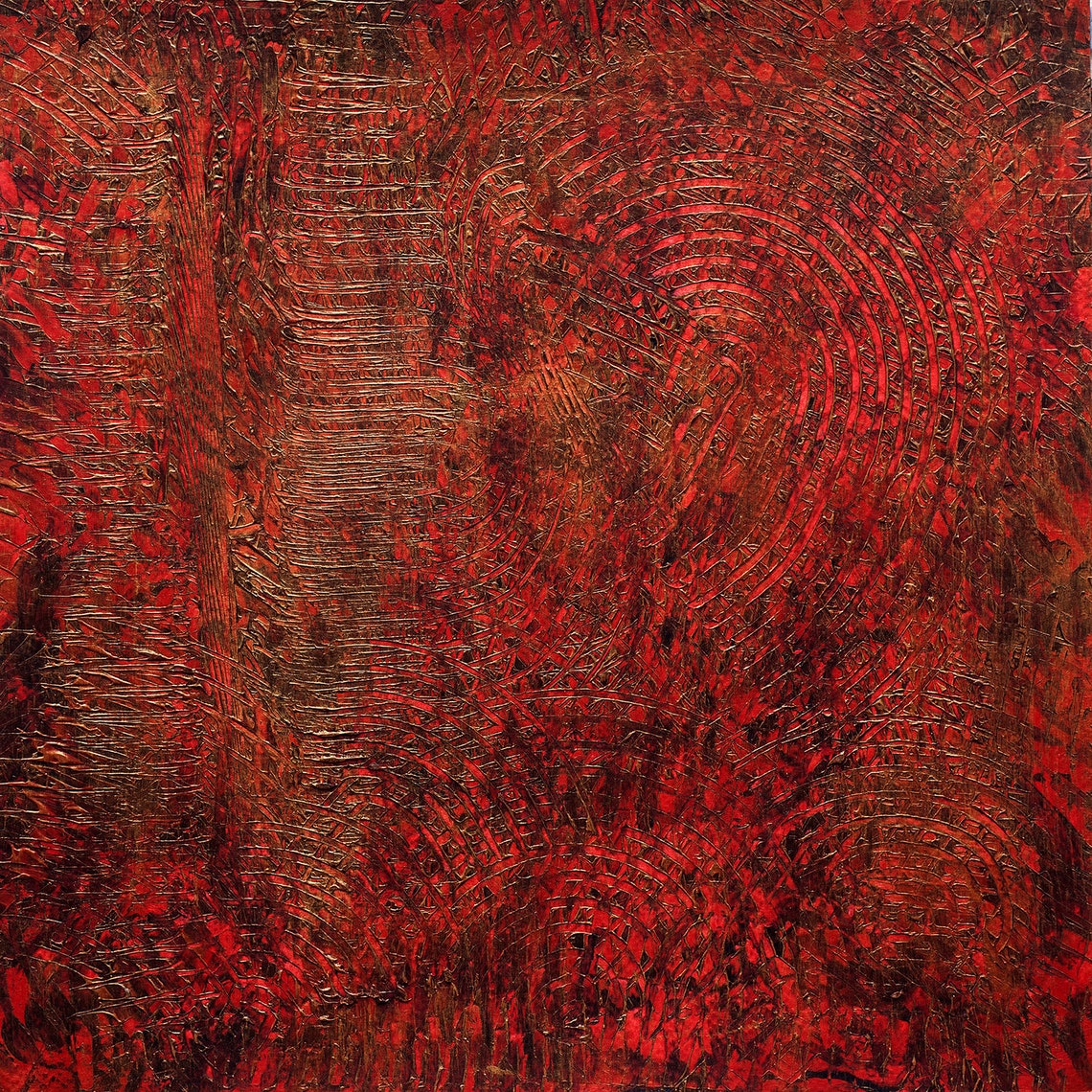 Red & Gold Abstract Art Prints and Acrylic Painting, Modern Art Print ...