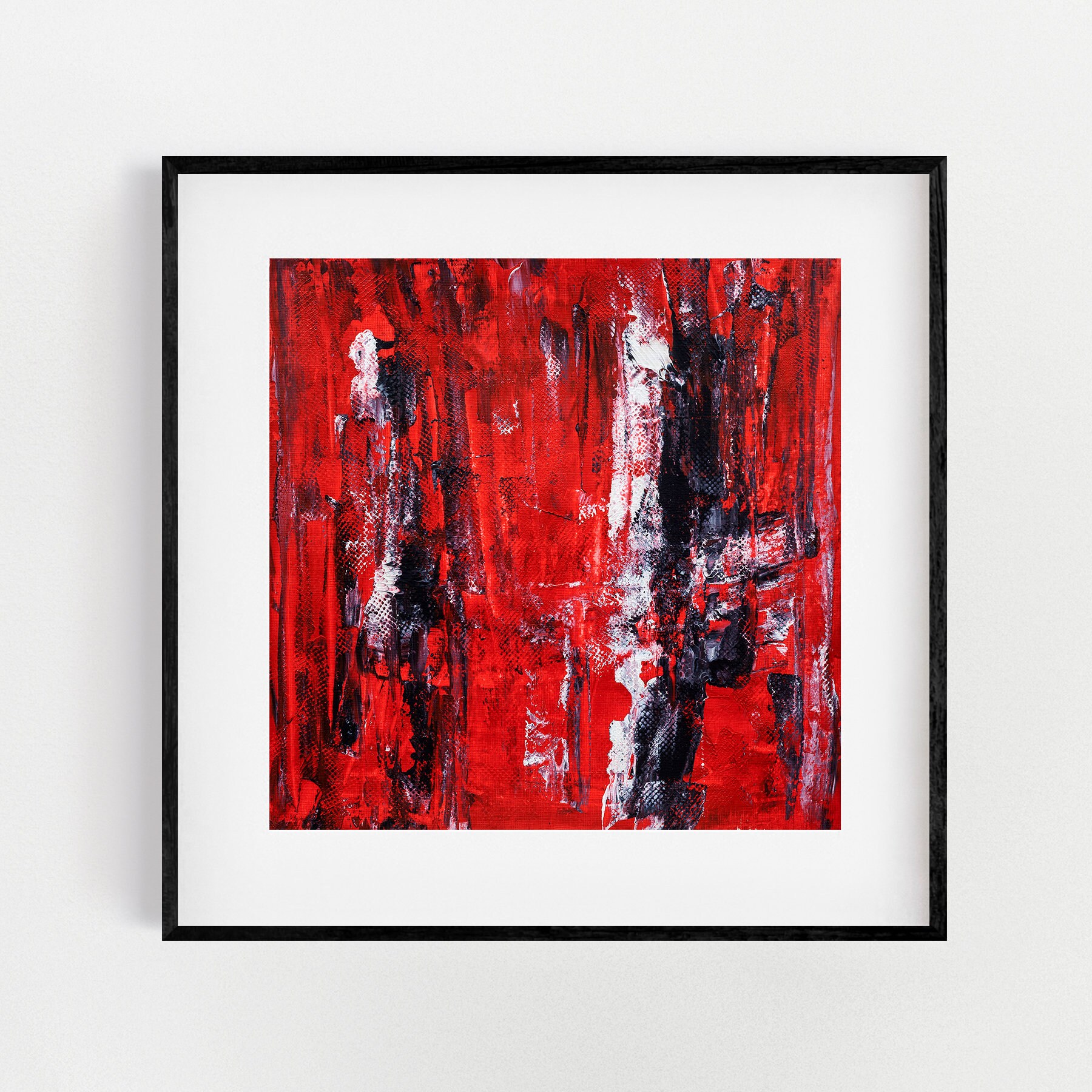 Red & Black Abstract Art Prints and Acrylic Painting, Modern Art Print ...