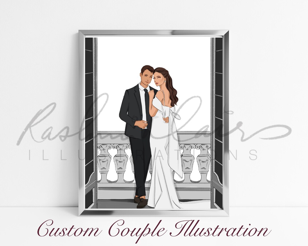 Custom Couple Illustration | Custom Wedding Art Portrait | Personalized ...
