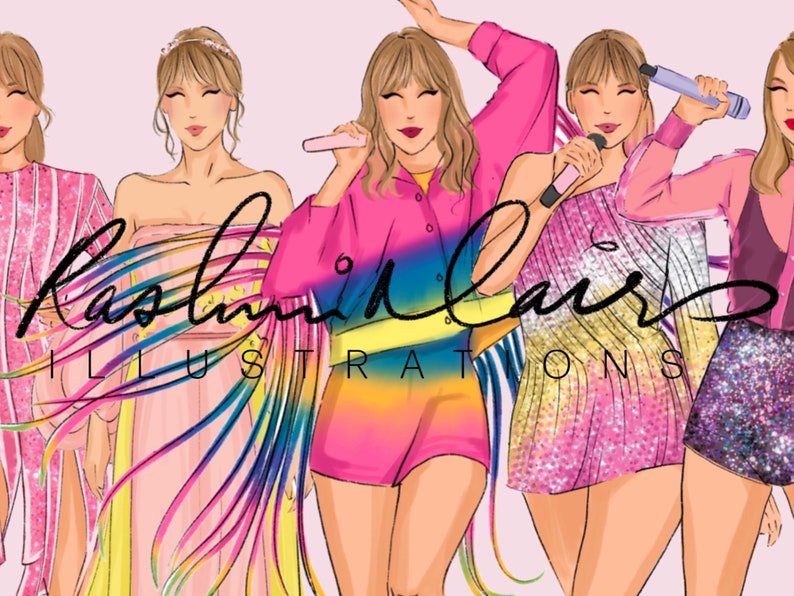 Taylor Swift Fashion Illustration Art Print Lover Era Swiftie - Etsy