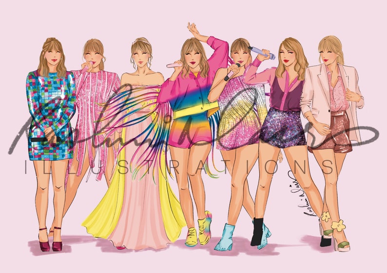 Taylor Swift Fashion Illustration Art Print Lover Era Swiftie - Etsy