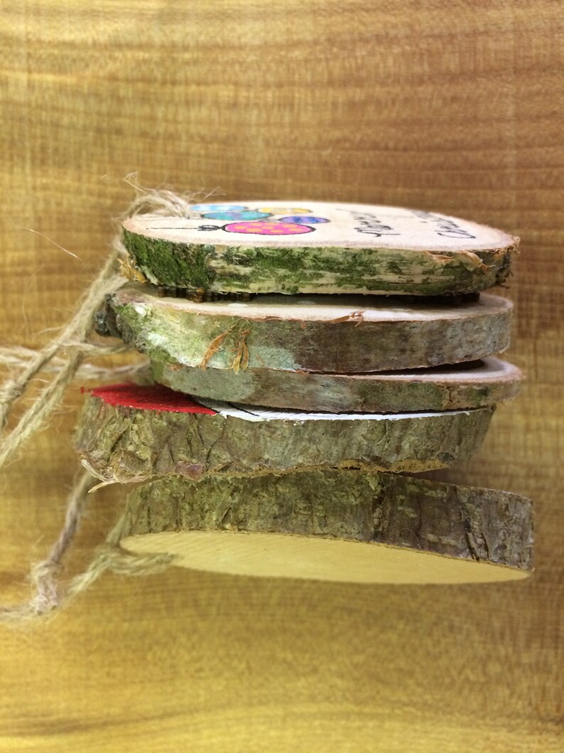 Christmas Painted Log Slices Decorated Tree Rounds Natural - Etsy UK