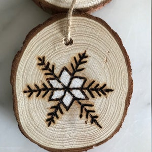 Christmas Pyrography & Painted Log Slices Set of 2 Christmas - Etsy UK