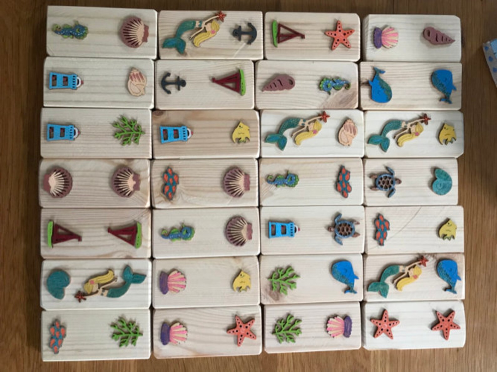 Kid's Wooden Dominoes. Under the Sea Theme 28 Pieces. Hand - Etsy UK