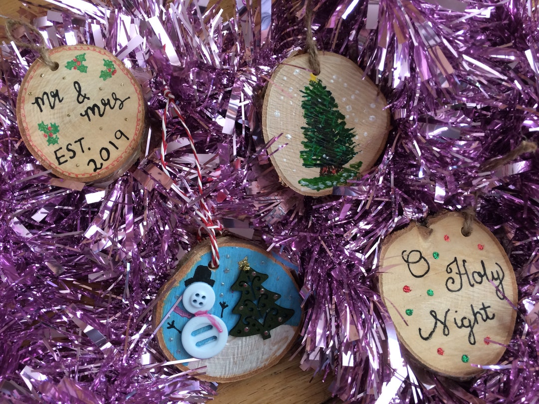 Painted Log Slices Christmas Tree Decorations Festive Season - Etsy