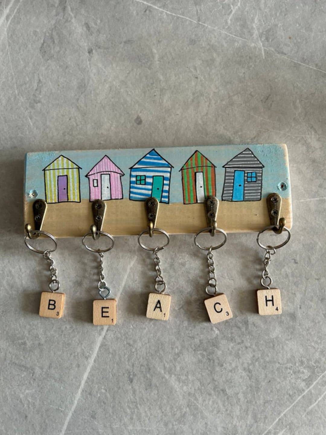 Rustic Beach Hut Key Hooks: Upcycled Wood Seaside Decor. Small Space ...