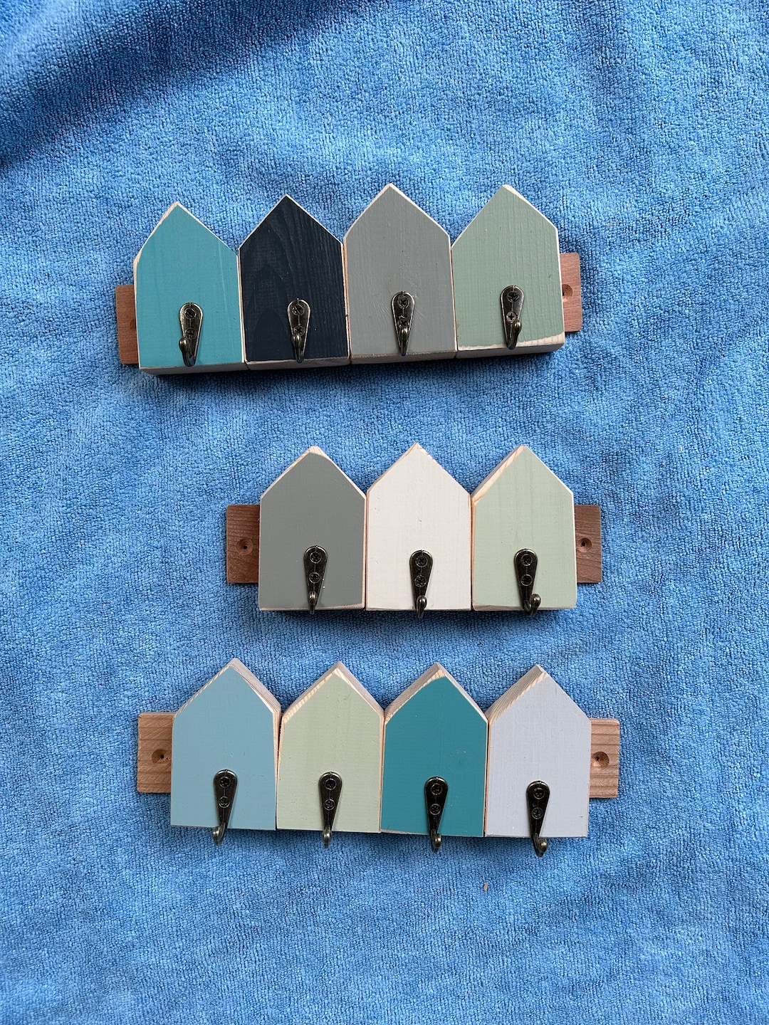 Simple Beach Hut Key Racks. Small Plain Key Hooks for Wall. Painted ...