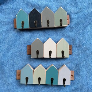 Simple Beach Hut Key Racks. Small Plain Key Hooks for Wall. Painted ...