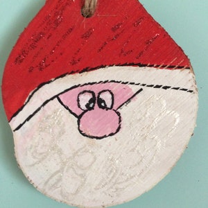 Christmas Painted Log Slices Decorated Tree Rounds Natural Wood Tree ...