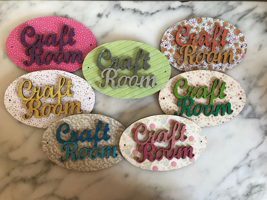 Craft Room Door Sign. Decorated Plaque for Craft Room. Glittered Sign ...