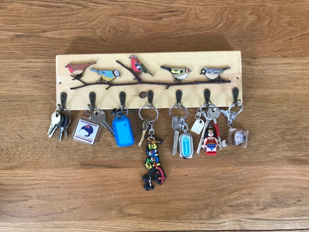 Bird Key Holder. Personalised Garden Birds Key Rack. Wall Mounted ...
