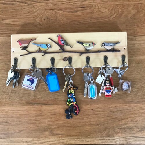 Bird/robin Wooden Key Holder Key Rack Keys Wall Mounted 5 - Etsy UK
