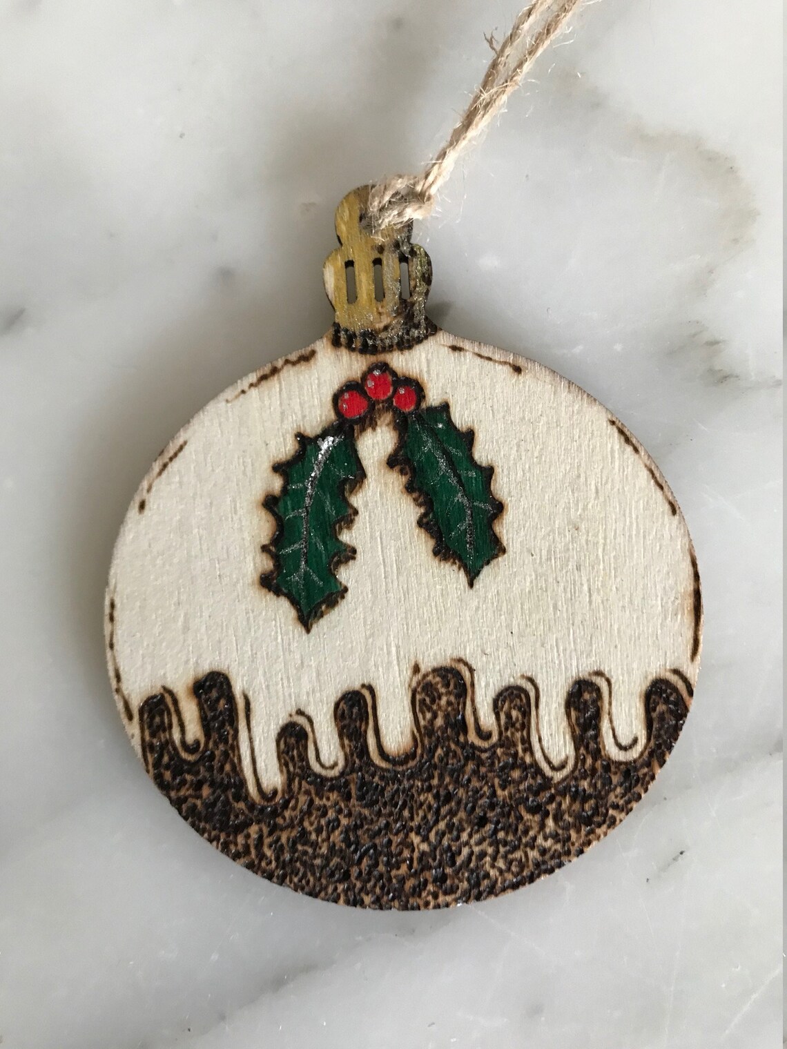 Christmas Pyrography & Painted Log Slices Set of 2 Christmas - Etsy UK