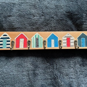 Beach Hut Key Rack. Seaside Themed Wall Hooks. Long Thin Key Hooks for ...