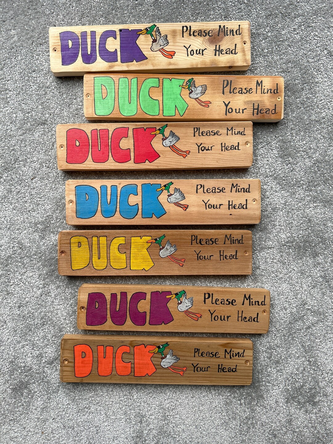 DUCK - Please Mind Your Head. Rustic Low Ceiling Sign. Painted Wooden ...