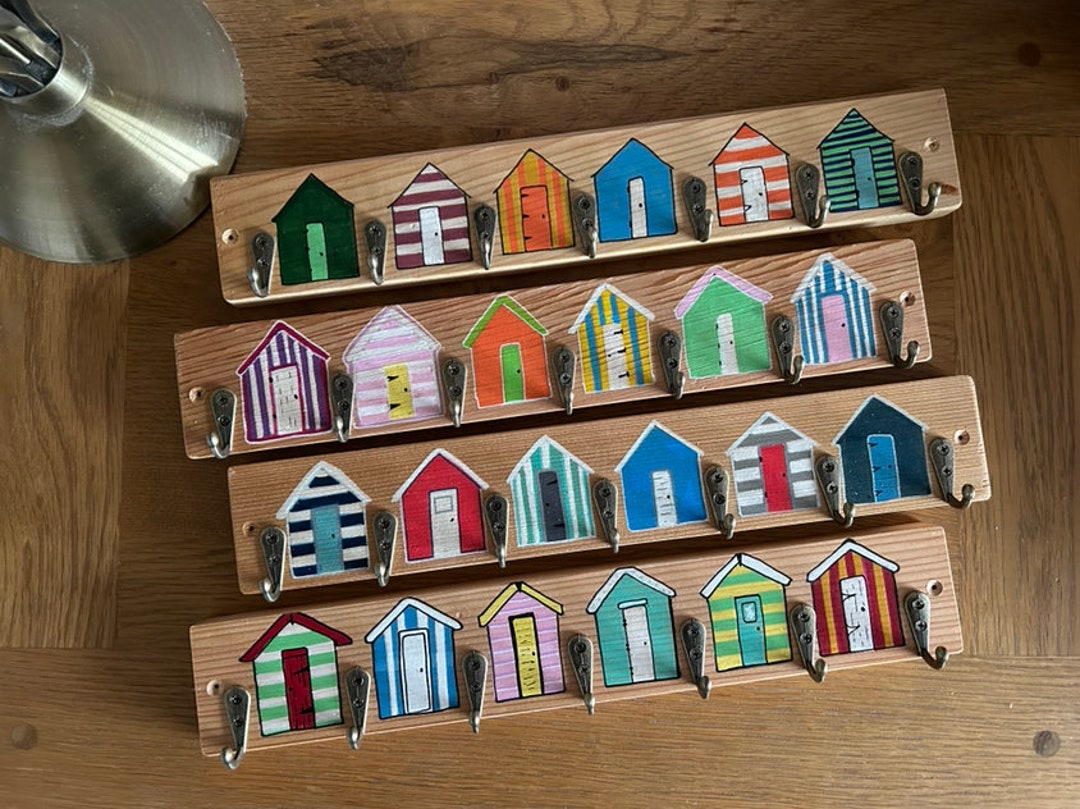 Beach Hut Key Rack. Seaside Themed Wall Hooks. Long Thin Key Hooks for ...
