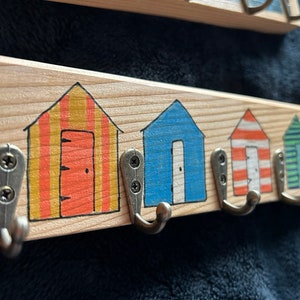 Beach Hut Key Rack. Seaside Themed Wall Hooks. Long Thin Key Hooks for ...